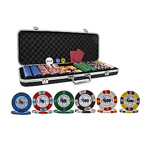 DA VINCI Unicorn All Clay Poker Chip Set with 500 Authentic Casino Weighted 9 gram Chips, Black ABS Case, 2 Decks of Plastic Playing Cards, Dealer Buttons and 2 Cut Cards