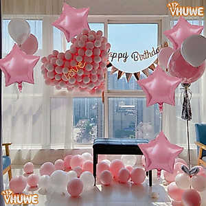 Pink Star Balloons 18 Inch, 10 Pcs Candy Pink Star Shaped Mylar Helium Foil Metallic Balloon for Birthday Party Decorations Baby Shower Wedding Anniversary Backdrop Girls Party Supplies