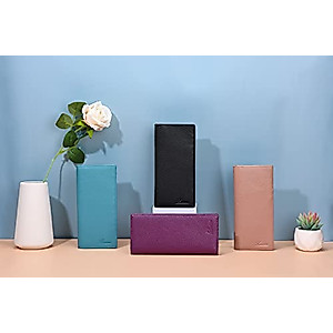 Lavemi Ultra Slim Thin Leather RFID Blocking Bifold Credit Card Holder Wallets for Women(Black1)