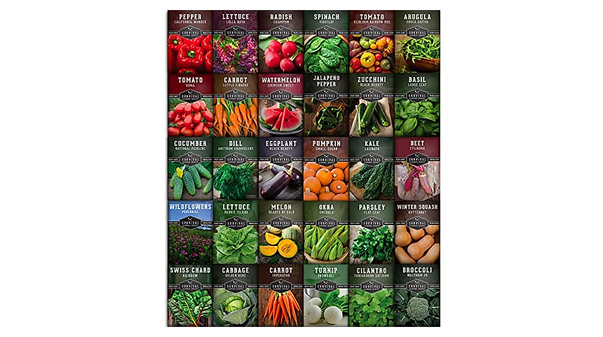 Survival Garden Seeds Kit - Grow 18,500+ Heirloom Vegetables & Herbs