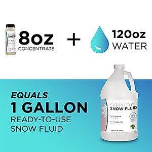 Froggy's Flakes Snow Machine Fluid Concentrate, 8 fl. oz, Extra-Dry Formula Snow Fluid with 30 Feet Float/Drop, Makes 4 Gallons of Snow Fluid