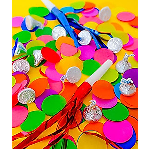 La Sol Imports Round Tissue Confetti Circle Dots Rainbow - Confetti for Party Table Wedding Celebrations Multicolor Biodegradable Paper Tissue 1 inch Circles, 1.4 Ounce (Pack of 1)