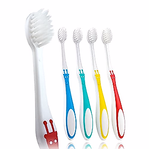 MISOdental Advanced Manual Toothbrush for Children (All Slim 3-6), Soft Bristles, Small Head, Refreshing, 4 Pcs, Made in Korea, Included Protection Caps