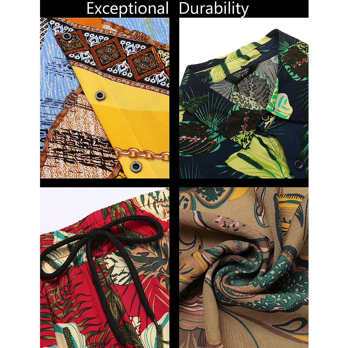 COOFANDY Men's Vertical Striped Shirt Short Sleeve Button Up Hawaiian Shirt Set Summer Beach 2 Piece Short Set