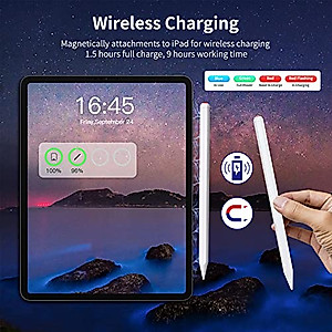 Wireless Charging Pencil for iPad with and Tilt Sensitive, Palm Rejection, iPad Pencil 2nd Generation Compatible with iPad Pro 11 inch 1/2/3/4, iPad Pro 12.9 Inch 3/4/5/6, iPad Air 4/5, iPad Mini 6