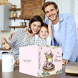 Recipe Binder, Blank Recipe Book to Write in Your Own Recipes, 3 Ring Cookbook Binder for Recipes with dividers Full Page 8.5 x 11(Retro Cups)