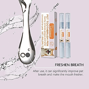 Wmool 2 Pack Pet Toothbrush Pen, Dog Teeth Cleaning Pen, Dog Tartar Remover for Teeth, Cat/Dog Tooth Whitening & Cleaning, Natural Plant Substance-Pet Teeth Repairing Kit