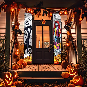 Jack Sally Banners Porch Signs Halloween Decor Christmas Nightmare Banner Halloween Decorations Outdoor Before Party Banner