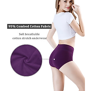 wirarpa Women's Cotton Underwear High Waist Briefs Full Coverage Post Partum Panties Plus Size 5 Pack Multicolored 3X-Large