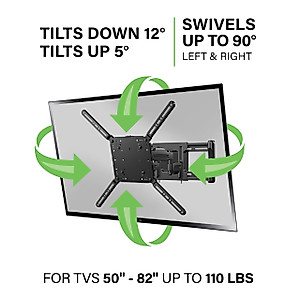 Made for Amazon Universal Full-Motion TV Wall Mount for 50-82" TVs and Compatible with Amazon Fire TVs