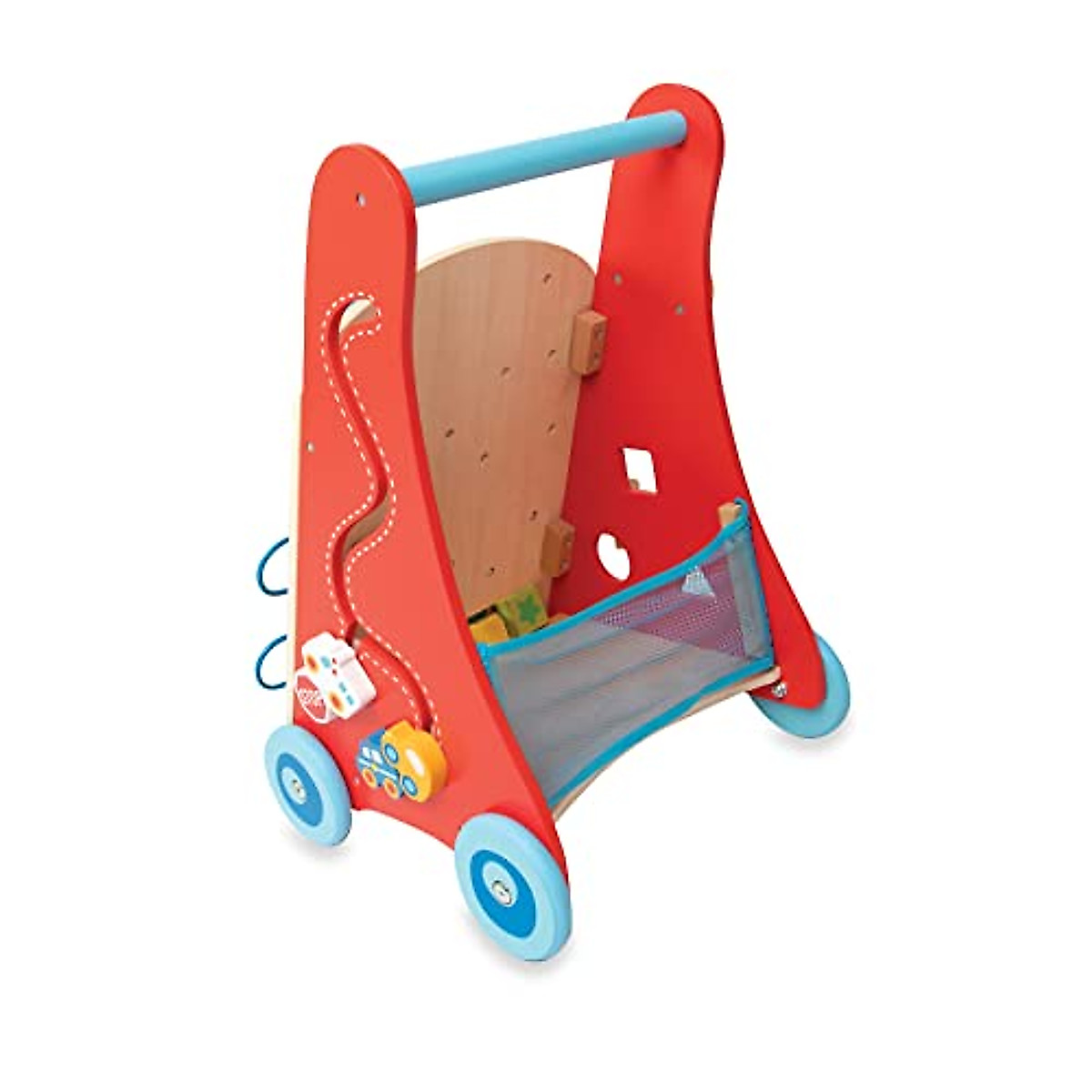 Nuby Wooden Baby Walker with Interactive Features for Early Development, Promotes Walking, Motor Skills, and Creativity