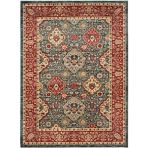 SAFAVIEH Mahal Collection Area Rug - 10' x 14', Navy & Red, Traditional Oriental Design, Non-Shedding & Easy Care, Ideal for High Traffic Areas in Living Room, Bedroom (MAH655C)