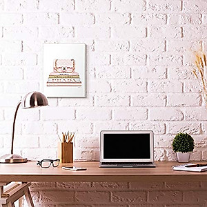Stupell Industries Fashion Designer Purse Bookstack Pink White Gold Watercolor Wall Plaque Art, 13 x 19, Multi-Color