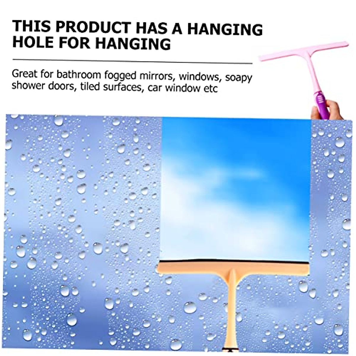 WOONEKY 2pcs for Squeegee Showerrandom Auto Color Scrubbers Convenient Shower Tools Car Window Cleaner Cleaning Scrubber Tool Short Glass Windshield Bathroom Handle Practical