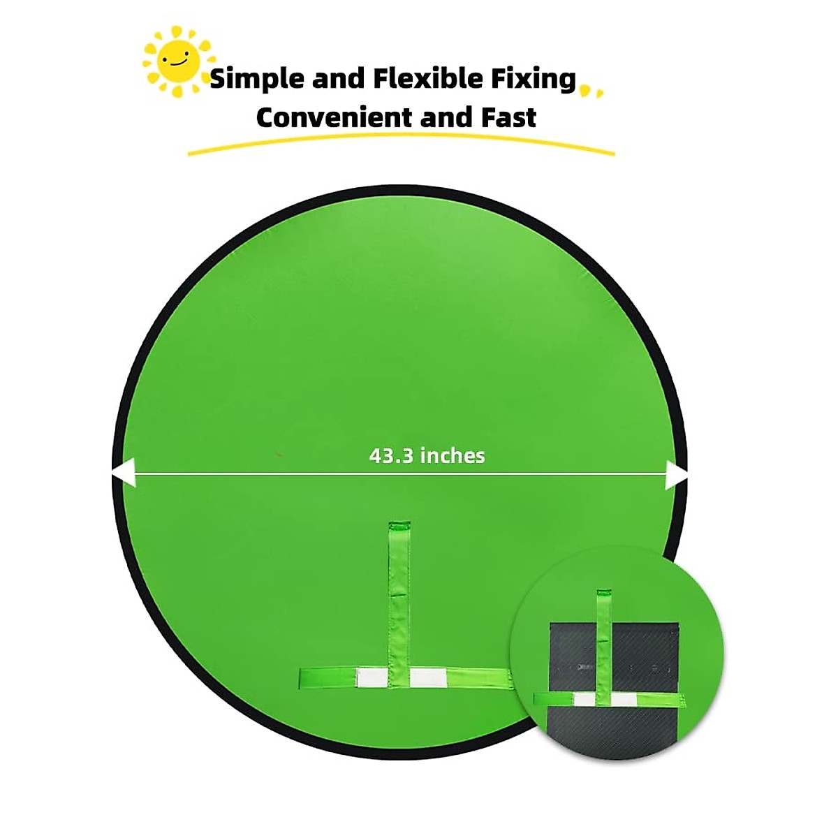 Portable Green Screen Backdrop, Collapsible Webcam Background, Green Screen Chroma Key for Video Chats, Zoom, Online Video Meeting, Photo with with Storage Bag (43.3×43.3inch（Circle）)