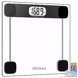 ZOETOUCH Scale for Body Weight Digital Bathroom Scale Weighing Scale Bath Scale, LCD Display Batteries and Tape Measure Included, 400lbs