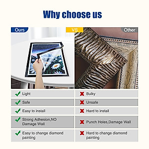 RICUVED Diamond Art Frames, 2 Pack Frames for Diamond Art Pictures 30x40cm Canvas Size, Magnetic Diamond Art Frames Self-Adhesive Frames for Wall Window Door with 6 Hook Pads, Black