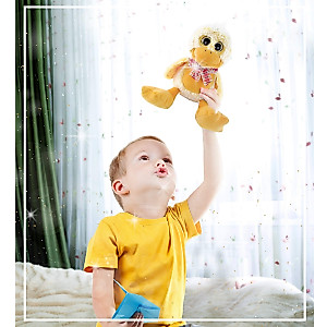 DolliBu Plush Duck Stuffed Animal - Soft Fur Huggable Sitting Yellow Duck, Adorable Playtime Duck Plush Toy, Cute Lake Bird Cuddle Gift, Super Soft Plush Doll Animal Toy for Kids & Adults - 9 Inches