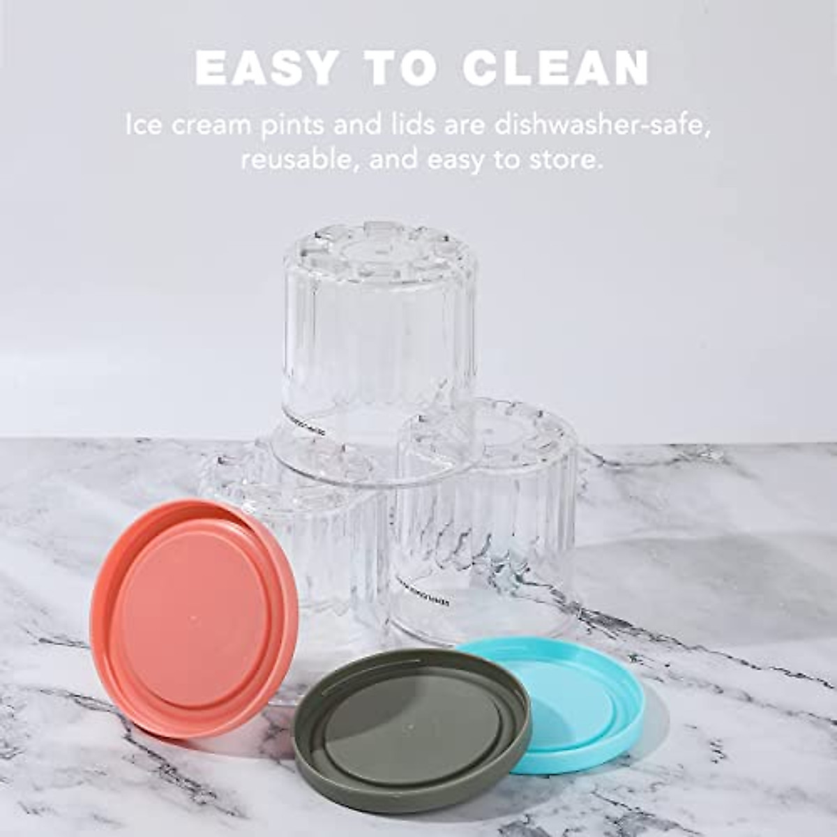 LP 4 Pcs Ice Cream Pints Containers and Lids, 16oz Cups Compatible with NC301 NC300 NC299AMZ Series Creami Ice Cream Makers, Creami Deluxe Pint Containers, BPA-Free, Dishwasher Safe