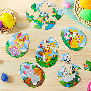 JOYIN 12 Pcs Easter Eggs Jigsaw Puzzle for Egg Hunt Game, School Activities Rewards, Kids Party Favors, Easter Basket Stuffers Fillers, Classroom Prize Supplies