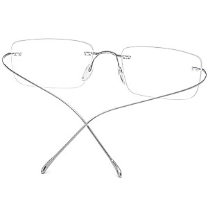 FONEX Titanium Glasses Frame,Rimless Frameless Optical Eyewear Eyeglasses for Men and Women F85634 (Silver)