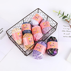 Rolin Roly 3Pcs Knitting Yarn Khaki Yellow Cotton Yarn Blue Soft Fabric Crochet Cloth for Summer Hand DIY Knitted Fabric Art Basket Bag Long30m