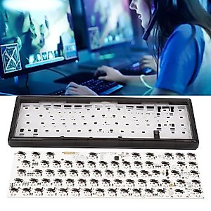 Pomya DIY Mechanical Keyboard Kit, 67 Keys Modular Mechanical Keyboard, Wired Switch Hot Swap RGB Backlit Support 5pin 3pin Switch Gaming Keyboard(Black)