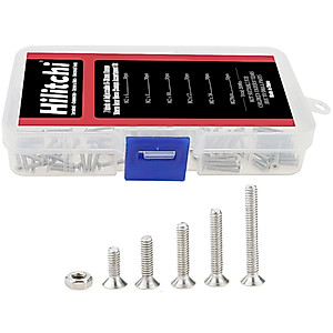 Hilitchi 210-Piece Metric M2 Hex Socket Flat Head Countersunk Bolts Screw Nut Assortment Kit - 304 Stainless Steel