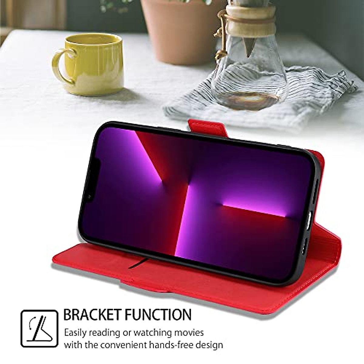 Fansipro Wallet Folio Case for Oppo Reno 2, Premium PU Leather Slim Fit Cover for Reno 2, 1 Card Slot, Handy, Red