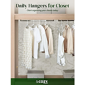Cozymood Plastic Notched Hangers 20 Pack, Space Saving Tubular Clothes Hangers White, Slim Non-Slip Heavy Duty Plastic Hangers for Everyday Use, Standard Closet Hanger for Shirts, Coats, Dress, Skirts