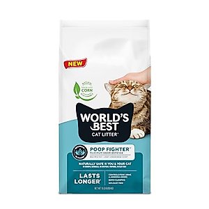 WORLD'S BEST CAT LITTER Poop Fighter Maximum Odor Defense, 15-Pounds - Natural Ingredients, Quick Clumping, Flushable, 99% Dust Free & Made in USA - Long-Lasting Odor Control & Easy Scooping