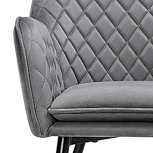 Yaheetech 4pcs Dining Chairs Counter Lounge Armrest Chairs Velvet Modern Chairs With Backrest and Upholstered Seat for Home Kitchen and Restaurant, Grey