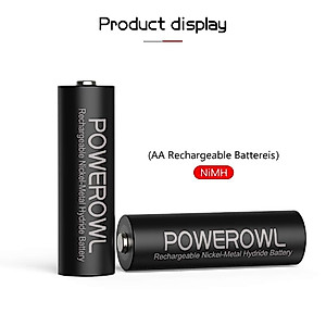 POWEROWL 2800mAh Rechargeable AA Batteries with Smart 8 Bay Battery Charger, Low Self Discharge Ni-MH Double A Batteries, 8 Count