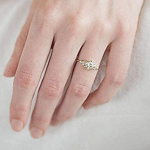 Sdouefos Vintage Ring Gold Plated Engagement Ring Diamond Wedding Ring 14k Gold Milgrain Band for Women (9)