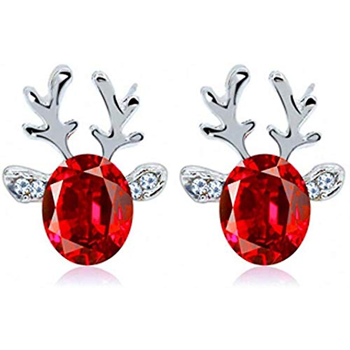 2 Pairs Women's Christmas Earrings, Girls Crystal Gemstone Santa Christmas Hat Earrings Luxury Christmas Reindeer Antlers Xmas Earring Stud Jewelry Gift Sets