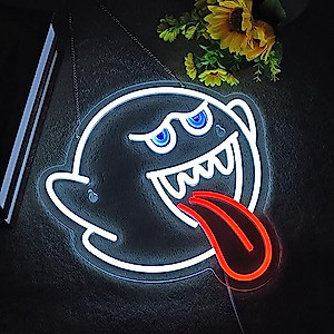 GHOST LED Neon Signs Halloween Beer Bar Club Bedroom Neon Lights for Office Hotel Pub Cafe Wedding Birthday Party Man Cave Night Light Art Wall Lights 13" x 13" Red