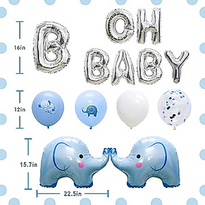 ADLKGG Baby Shower Decorations for Boy Elephant - Elephant Garland, It's A Boy Baby Shower Banners, Oh Baby Balloons, Elephant Balloons, Confetti Balloon, Paper Honeycomb Balls - Blue