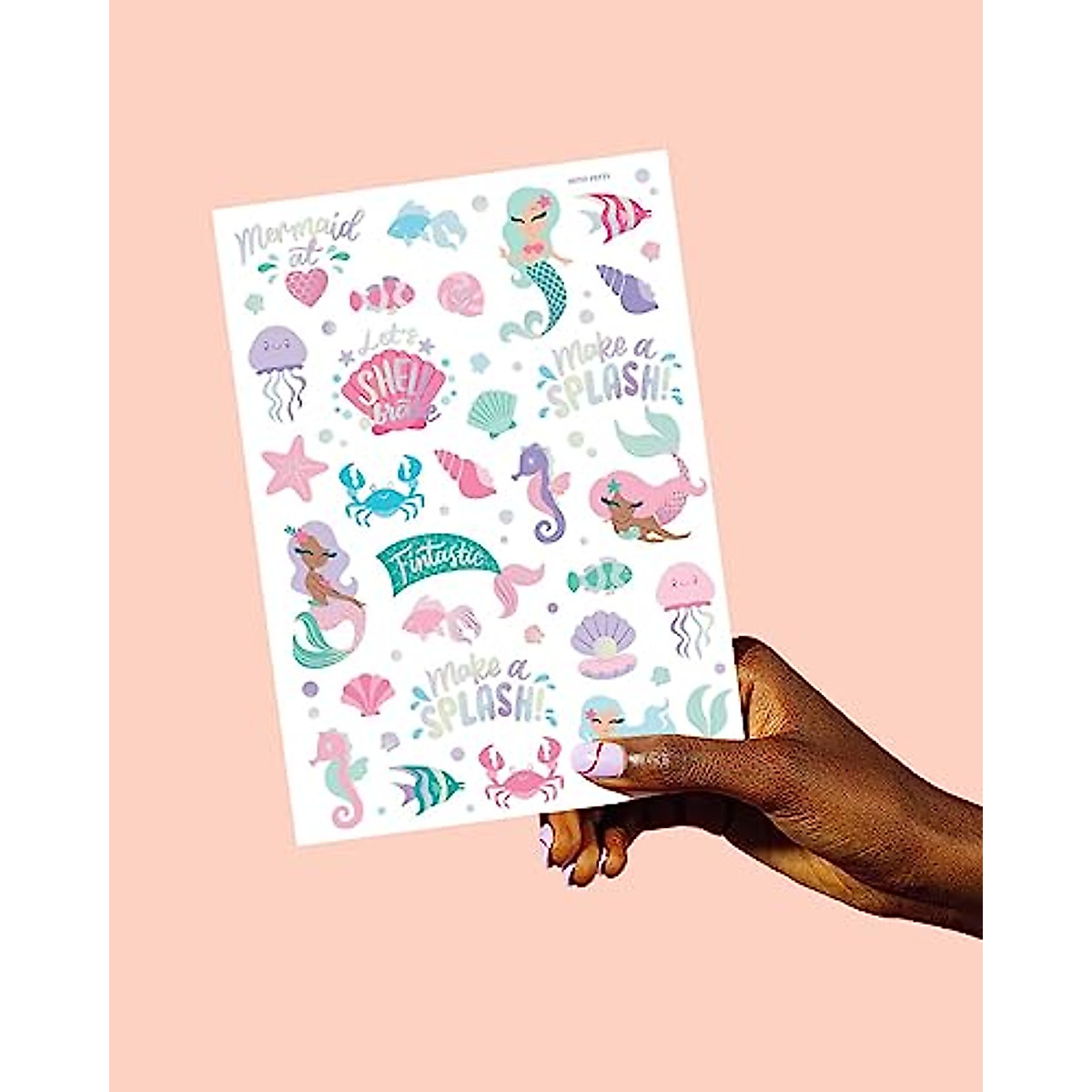 xo, Fetti Under The Sea Mermaid Temporary Tattoos - 56 Glitter styles | Birthday Party Supplies, Sea Creatures Favors, Ocean Animal, Underwater Arts and Crafts