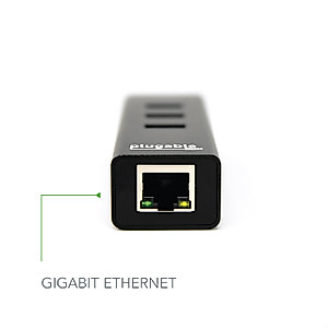 Plugable USB Hub with Ethernet, 3 Port USB 3.0 Bus Powered Hub with Gigabit Ethernet Compatible with Windows, MacBook, Linux, Chrome OS, Includes USB C and USB 3.0 Cables