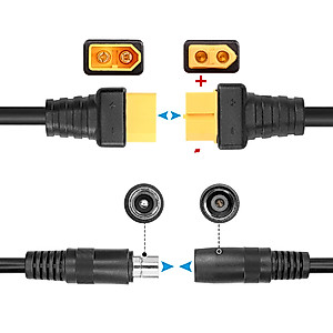 GINTOOYUN 2 PCS DC8020 to XT60 Power Cable 14AWG DC8mmx2.0mm Female to XT60 Female Power Cord for Solar Panel, Portable Charging Station,etc(59Inch)