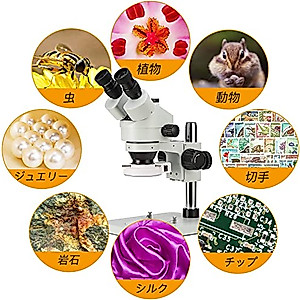 SWIFT Professional Trinocular Stereo Zoom Microscope,WF10X Eyepieces,3.5X-90X,0.7X-4.5X Zoom Objective,56-Bulb LED Ring Light, 0.5X 2.0X Barlow Lenses,Large Pillar-Style Table Stand
