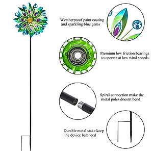 Viveta Kinetic Wind Spinner, 53 inch Outdoor Metal Wind Spinners for Yard and Garden, Double Windmill with Stable Stake
