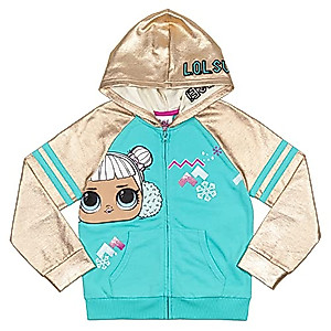 L.O.L. Surprise! Snow Angel Big Girls French Terry Zip-Up Hoodie Blue/Gold 18-20