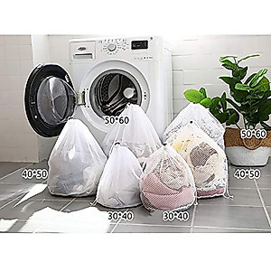 Ochine Mesh Laundry Bags Washing Bag for Delicates, Travel Storage Organize Bag Machine Clothing Wash Bags with Locking Drawstring Closure for Bra, Lingerie, Underwear, Socks, Clothes (1 Pack)