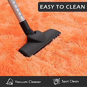 Softlife Area Rug for Bedroom, 2x6 Feet Runner Rug Plush Fluffy Rug for Living Room, Tie-Dyed Orange Shag Rug for Aesthetic Christmas Room Decor, Modern Fuzzy Faux Fur Carpet for Kids Nursery Room