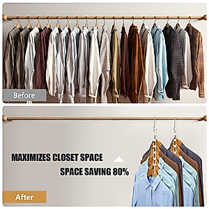 JuneHeart 6 Pack Space Saving Hangers for Clothes, Horizontal and Vertical Use, Sturdy Metal Collapsible Hangers Magic Multi Hangers for Dorm Closet Storge and Organization (Silver, 6)