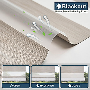 Pasoun Zebra Blinds Cordless Dual layer Window Shades Blackout Roll up Blinds Light Control Day and Night Easy to Install Roller Shades for Home（ Autumn，18" W X 48" H ）