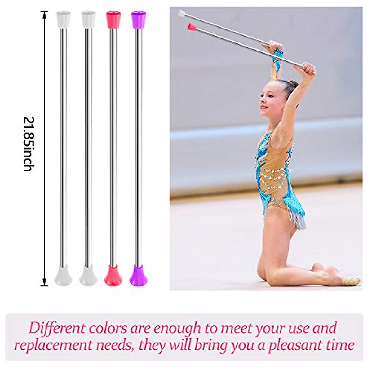4 Pieces Twirling Batons Unisex Kids' Gymnastics Twirling Baton Dance Baton for Talent Shows, Artistic Dancing, Baton Twirling, Pink, White, Purple