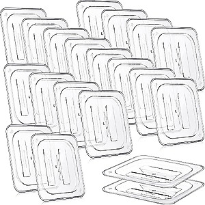 Hoolerry 24 Pcs Polycarbonate Food Pan Lid with Handle 1/6 Size Hotel Pan Cover Clear Hotel Pan Lid for Restaurant Commercial Food Container and Storage