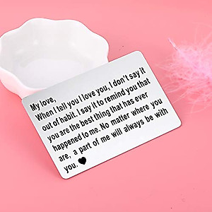 Engraved Wallet Inserts, Wedding Gifts for Men, To My Love Metal Wallet Card, Birthday Gift for Him, Anniversary Card For Boyfriend Husband (Silver)